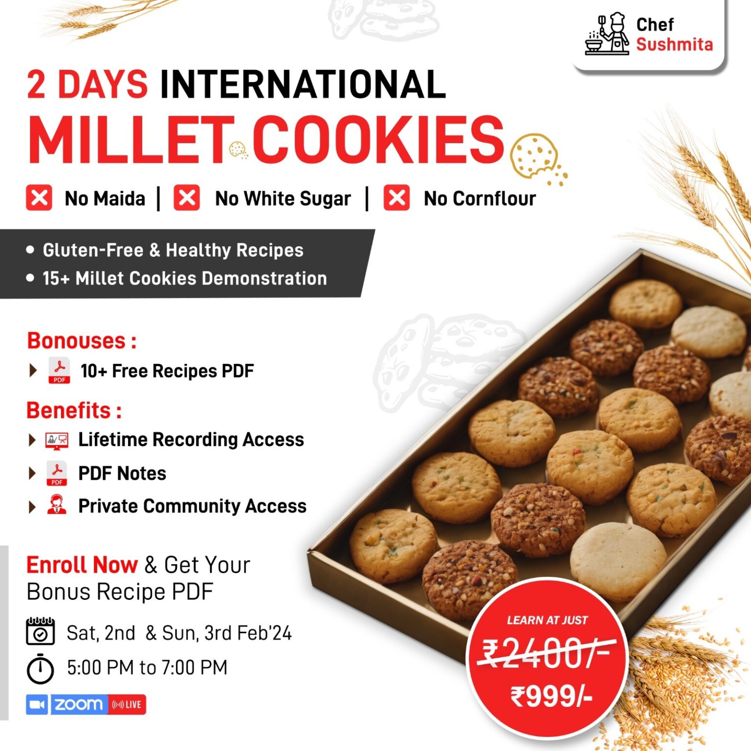 2 Days International Millet Cookies Workshop - chefsushmita.com